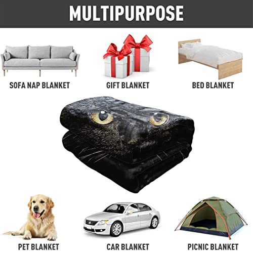 HommomH 50"x60" Blanket Soft Fluffy Flannel Fleece Throw Black Cat
