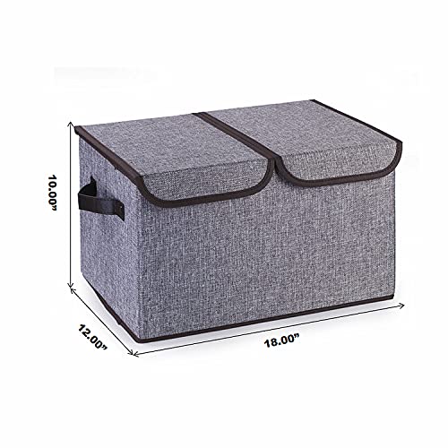 Enova Home Collapsible Storage Bins with Cover Fabric Storage Basket Fabric Organizer, Storage Organization, Organizer Bin (Grey)
