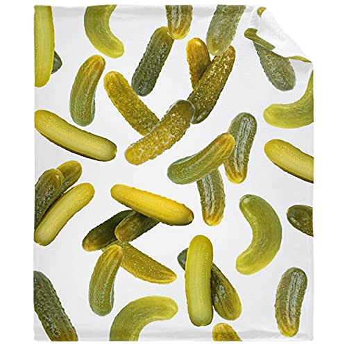 Dill Pickle Blanket and Throw Cucumber Funny Food Blanket for Women Men Kids Adults Cozy Flannel Bed Blanket Home Couch Dorm Sofa Teen Size 50"x60"