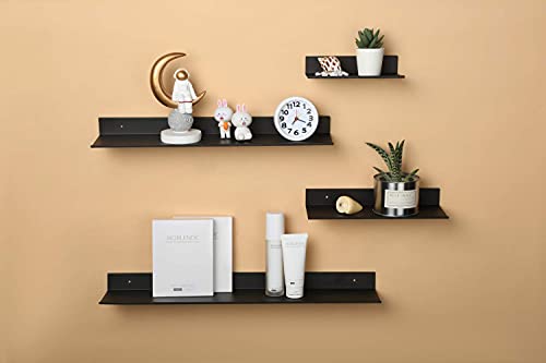 Z metnal Small Floating Shelves, Mini Display Metal Shelf for Collection, Decor Lack Wall Shelf, Utility Shelves,Aluminum, Wall Mounted, Matt Black, 8 inch, 2 Pack