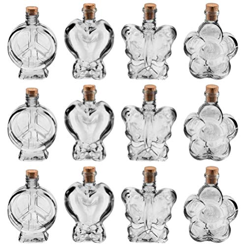 Milisten 25pcs Plastic Sand Art Bottles with Cork Stoppers Butterfly Heart Mini Jars Wishing Message Bottle for DIY Crafts Vial Bead Candy Gift Wedding Decor Mixed Style 100ml