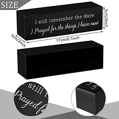 Jetec I Still Remember The Days I Prayed Sign Rustic Wooden Farmhouse Christian Decor Wooden Religious Plaque Christian Home Prayer Block Sign for Office Tabletop Tiered Tray Decor (Black)