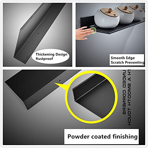 Z metnal Small Floating Shelves, Mini Display Metal Shelf for Collection, Decor Lack Wall Shelf, Utility Shelves,Aluminum, Wall Mounted, Matt Black, 8 inch, 2 Pack