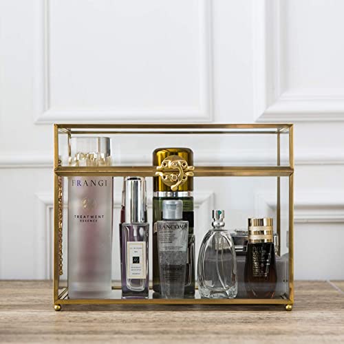 Smart Wyche Large Glass Box Wedding Card Box with Lock for Cosmetic Jewelry Sculpture DIY Mini Garden, Sturdy, 10 L x 5.71 W x 7.88 H" - Gold