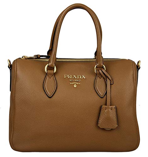 Prada Vitello Leather Cannella Brown Phenix Handbag 1BB023