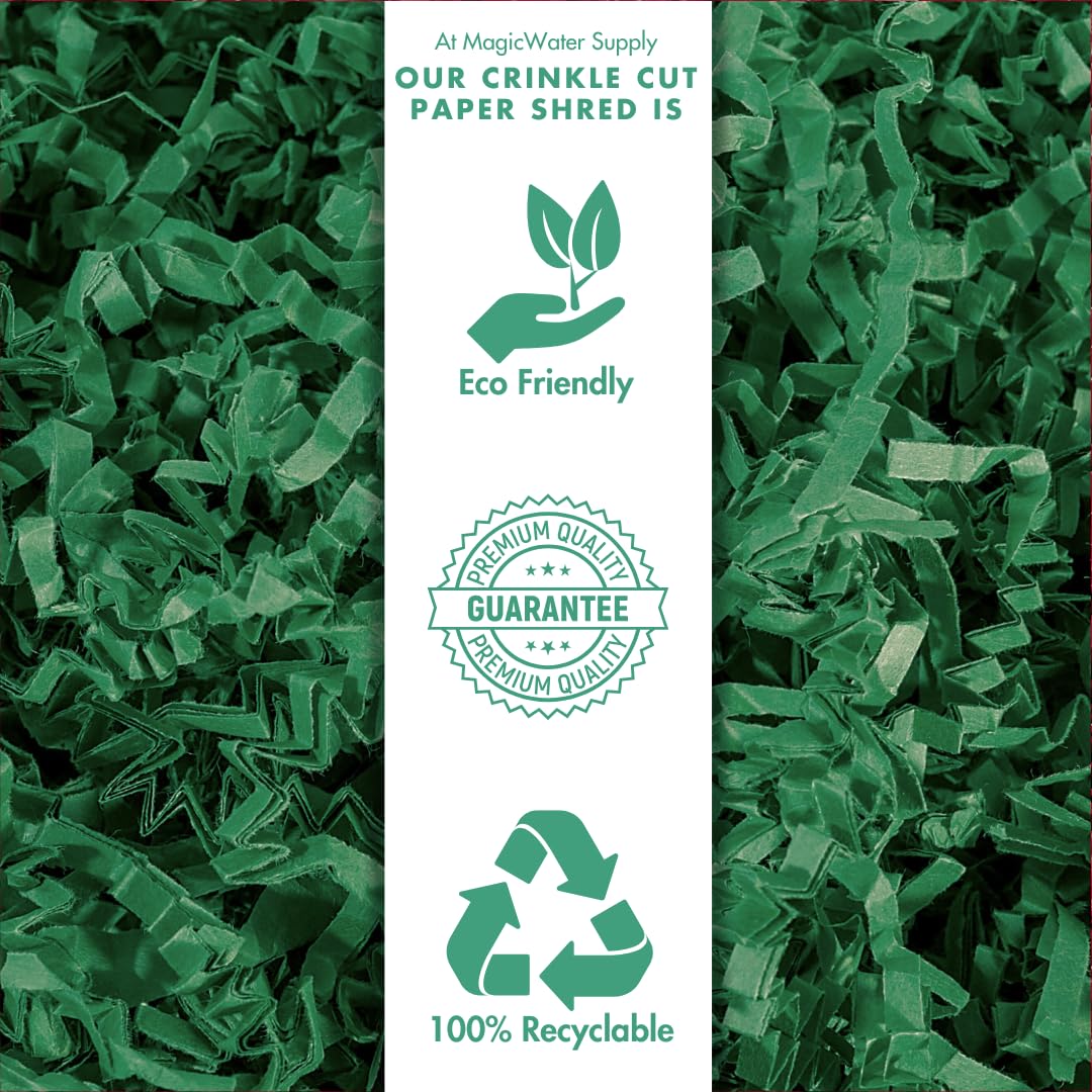 MagicWater Supply Crinkle Cut Paper Shred Filler (4 oz) for Gift Wrapping & Basket Filling - Green