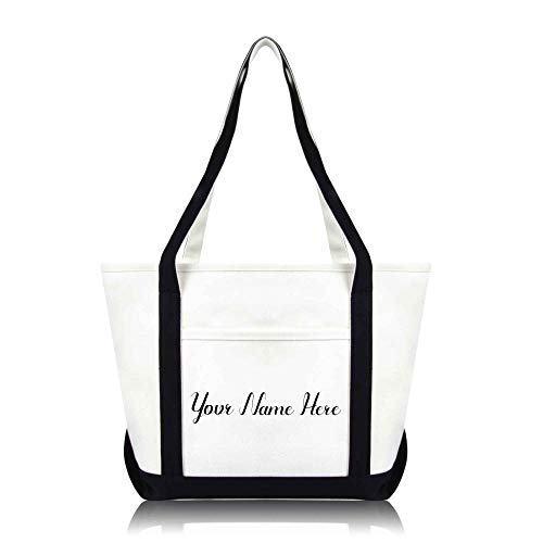 DALIX Black Monogram Tote Bag Personalized Name (1 to 9 Letters)
