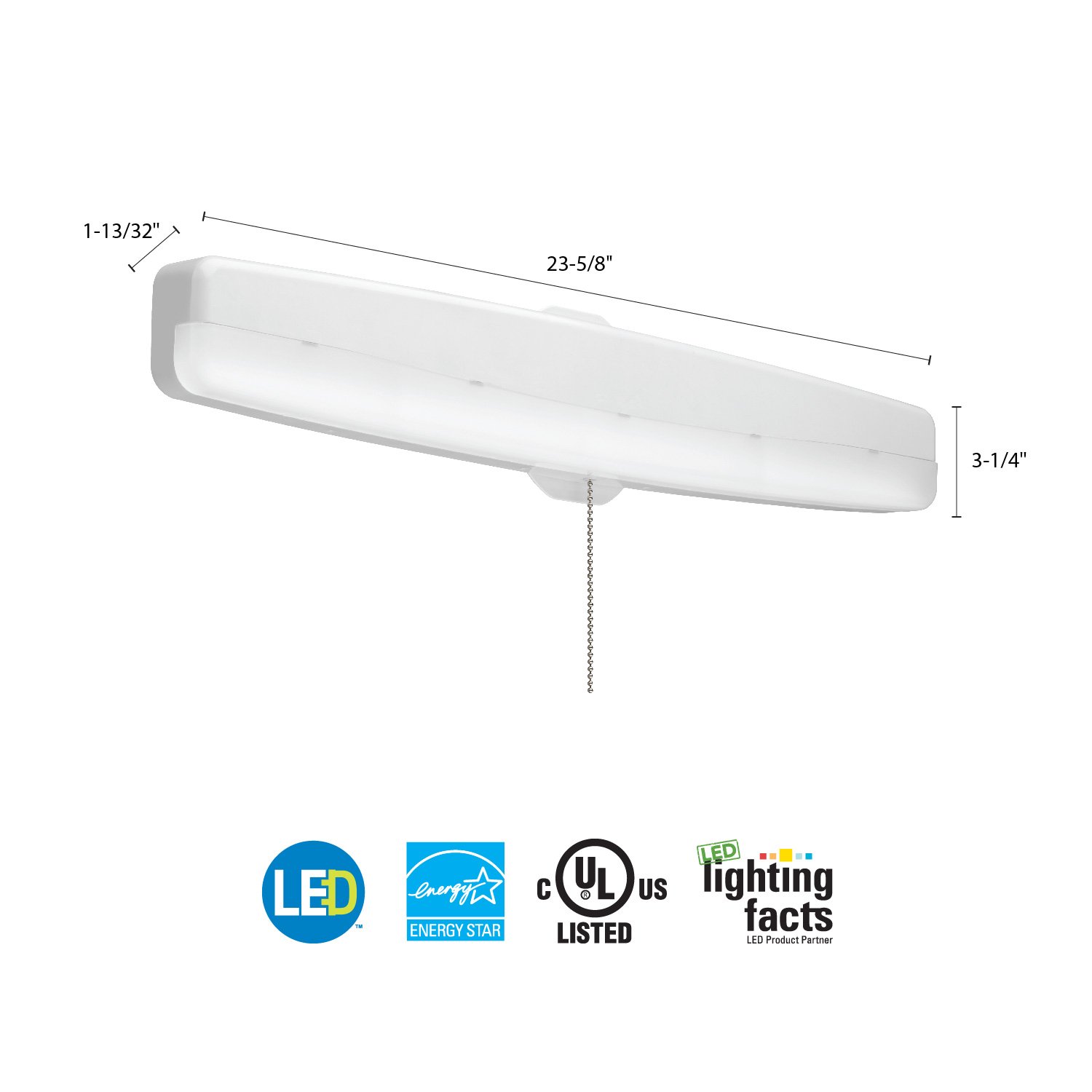 Lithonia Lighting FMMCL 24 840 S1 M4 LED Flush Mount Closet Light with Pull Chain, White, 24"