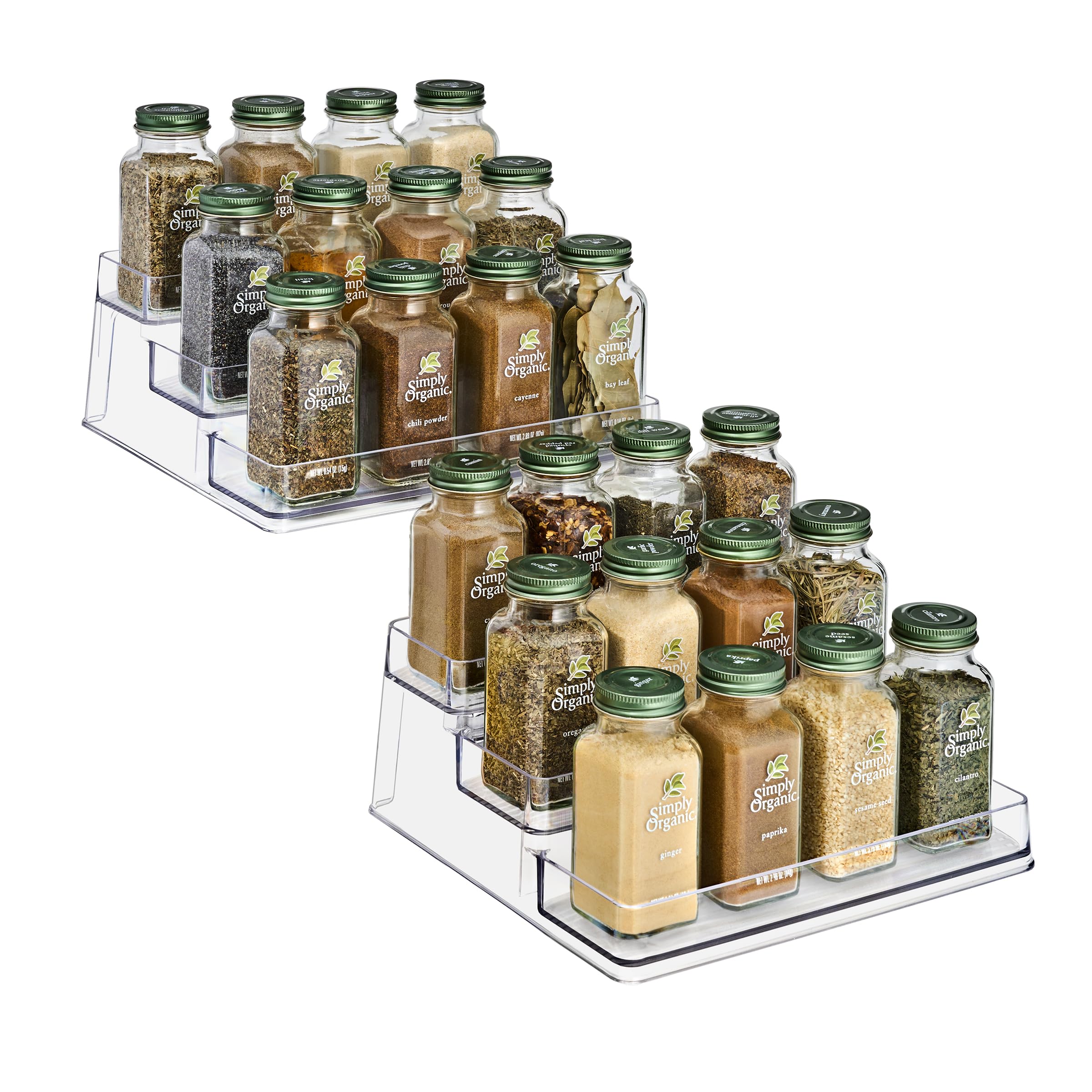 Sorbus Premium Spice Rack Organizer- Acrylic Seasoning Organizer for Cabinet- Durable Multipurpose Shelf Organizer- 3 Tier Storage for Room, Office, Countertop, Kitchen & Pantry Organization- 2 Pack