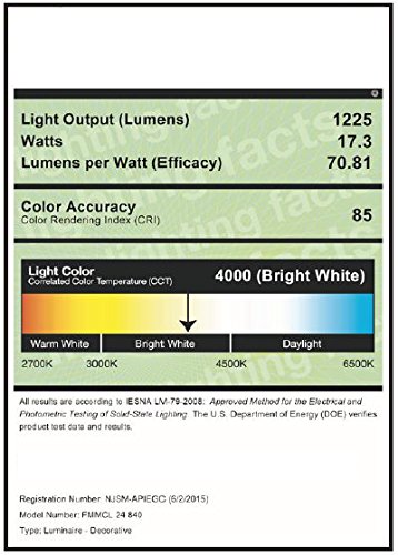 Lithonia Lighting FMMCL 24 840 S1 M4 LED Flush Mount Closet Light with Pull Chain, White, 24"