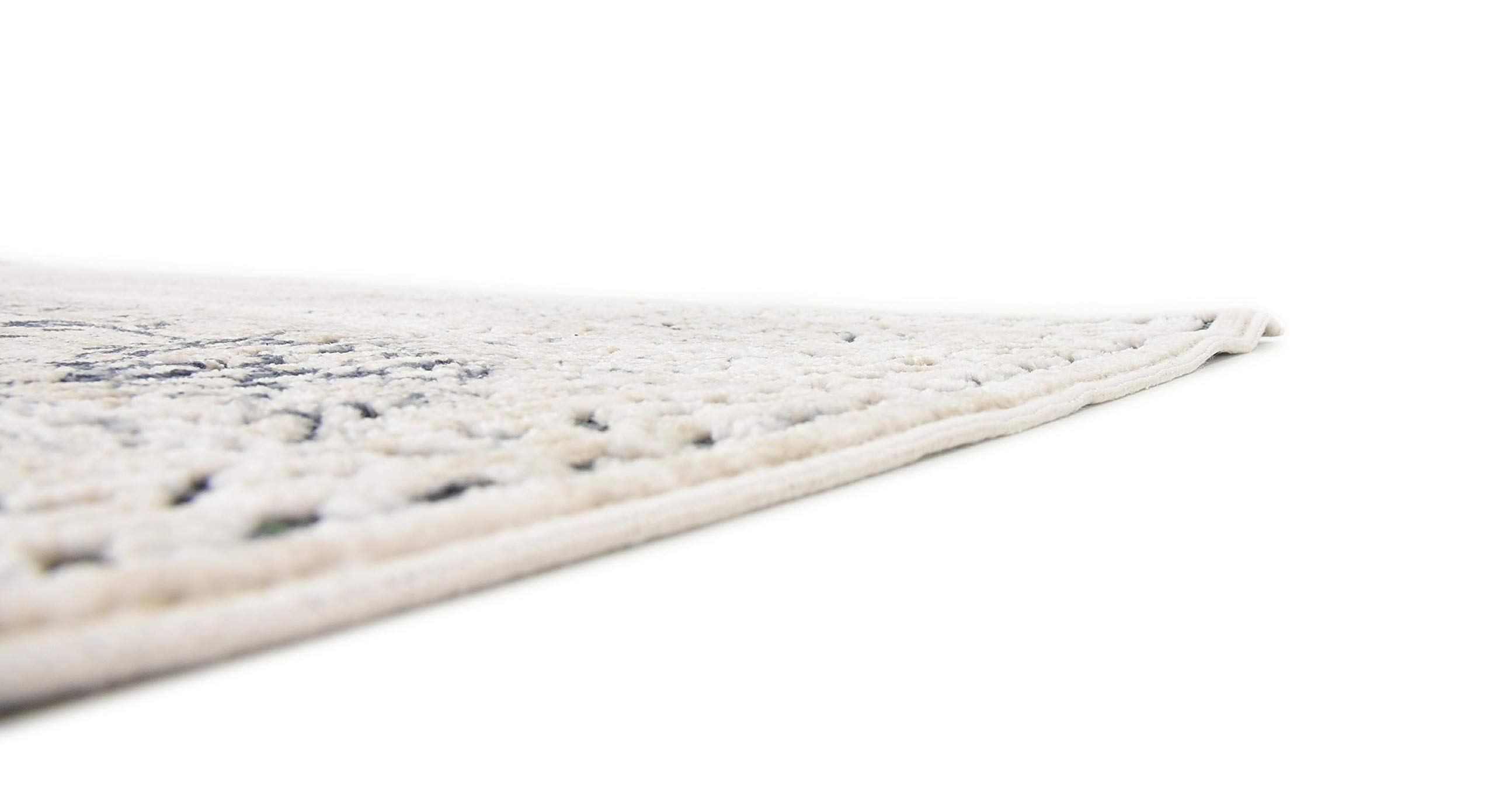 Unique Loom Chateau Collection High-Low Pile, Vintage, Traditional, Distressed, Medallion Area Rug (5' 0 x 8' 0 Rectangular, Beige/Navy Blue)