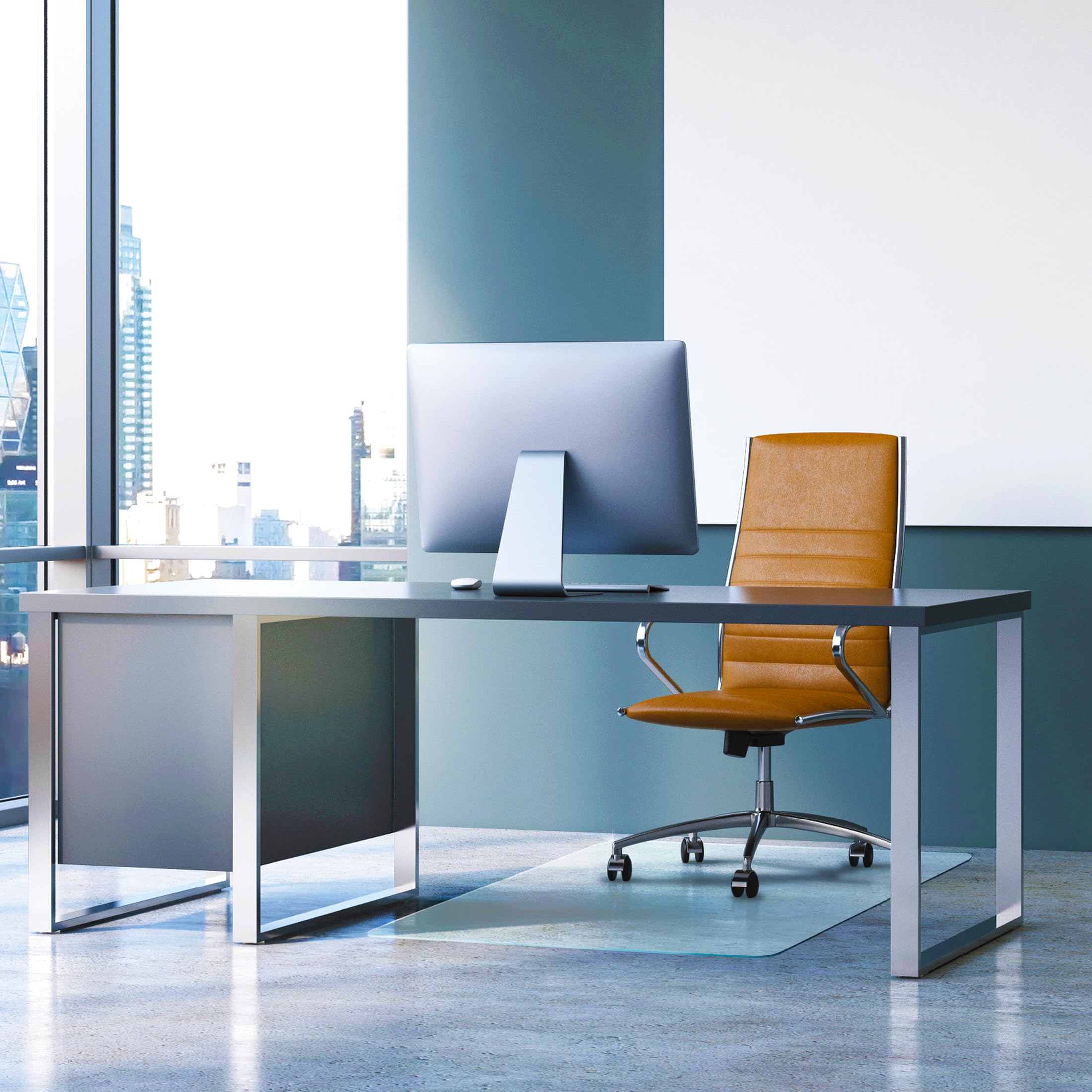Floortex Glaciermat Heavy Duty Glass Chair Mat for Hard Floors & Carpets - 42'' x 36'' - Made in The USA