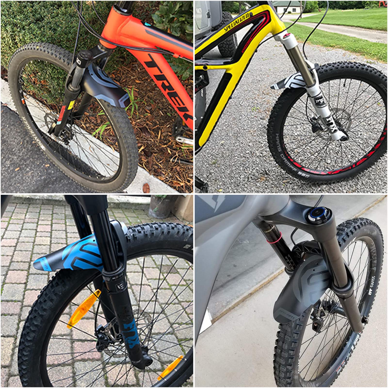 FIFTY-FIFTY Mountain Bike Fender, MTB Mudguard, Front and Rear Compatible, Fits 26", 27.5", 29", Plus Size and Fat Bike Wheel Sizes(Blue)