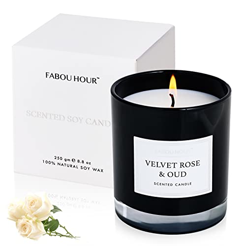 JINZAIYUAN Velvet Rose Oud Candles for Home Scented, 8.8oz Large Scented Candles for Women & Man, Natural Soy Wax Jar Candle Gifts for Birthday Christmas, 45H Long Burning Candle
