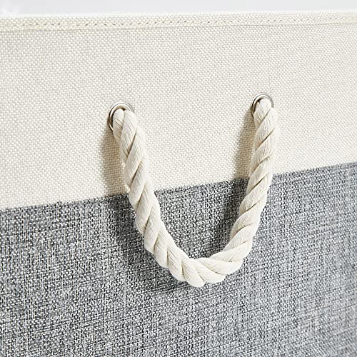 Onlycube Foldable Fabric Storage Bins 13x13x13 inch for Cube Organizer with Cotton Rope Handles, Collapsible Basket Box Organizer for Shelves and Closet, Beige/Grey, 4Pack