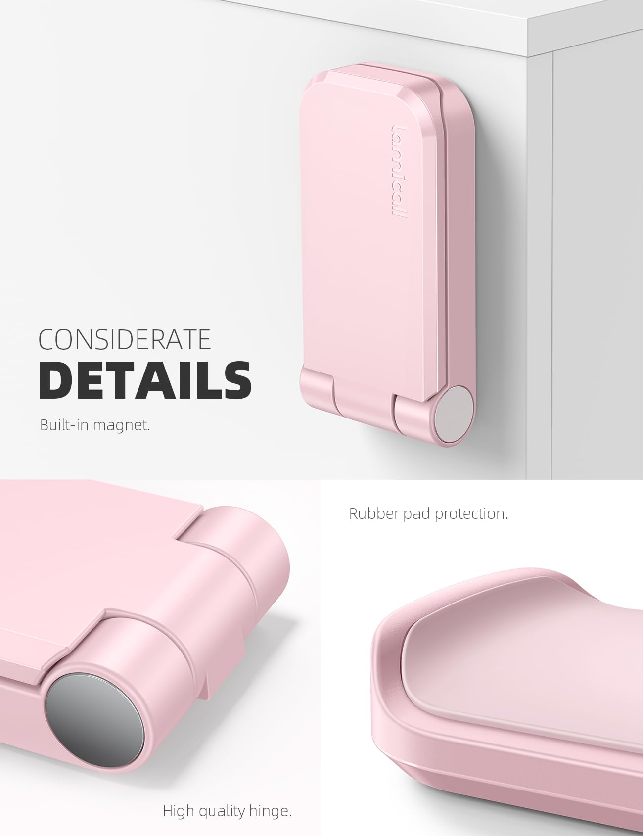 Lamicall Headphone Stand, Sticky Headset Hanger - Adhesive Headphone Holder Hook Mount, Headset Stand Holder Clip Under Desk, Earphone Clamp for Airpods Max, HyperX, Sennheiser, Pink