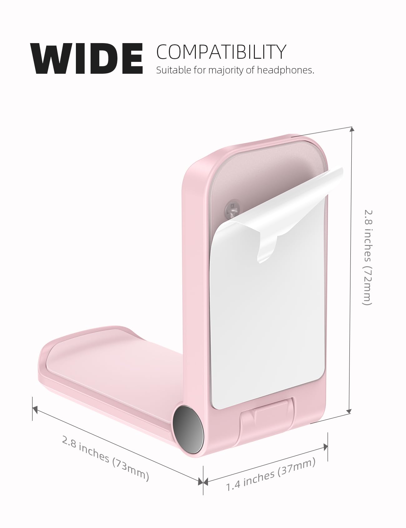 Lamicall Headphone Stand, Sticky Headset Hanger - Adhesive Headphone Holder Hook Mount, Headset Stand Holder Clip Under Desk, Earphone Clamp for Airpods Max, HyperX, Sennheiser, Pink