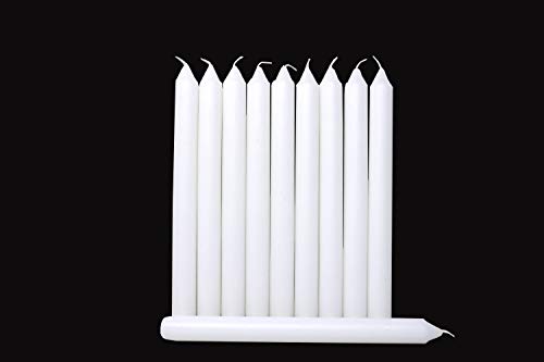 RAMBUE White Dinner Table Candle 9.5 inch Long Dripless Smokeless Burn 8 Hours in Your Candlesticks -10 Pack Candles