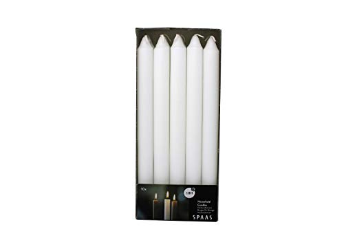 RAMBUE White Dinner Table Candle 9.5 inch Long Dripless Smokeless Burn 8 Hours in Your Candlesticks -10 Pack Candles
