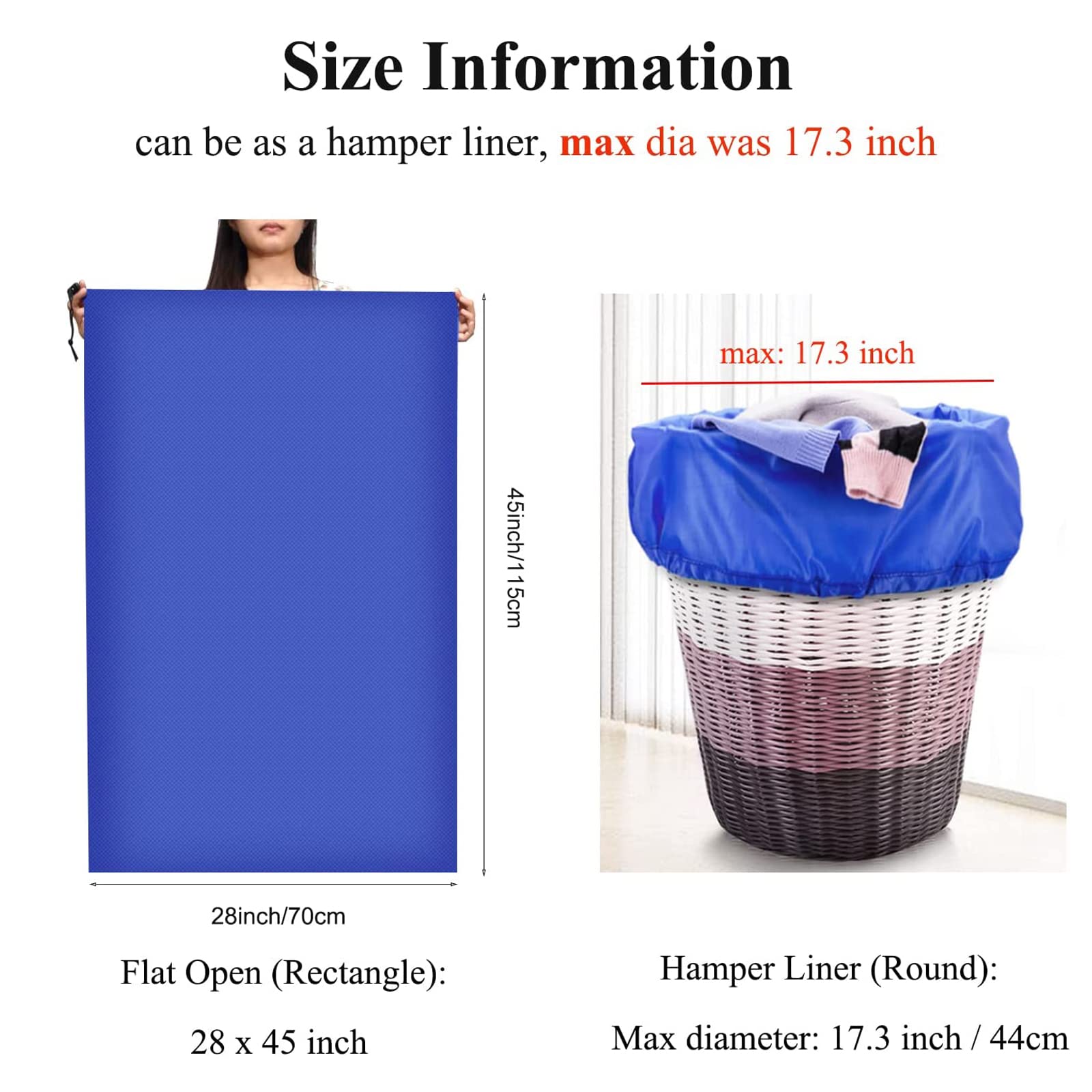 OTraki Heavy Duty Large Laundry Bags 2 Pack 28 x 45 inch XL Drawstring Travel Organizer Bag Fit Hamper Basket Camp Home College Dorm Tear Resistant Dirty Cloth Big Storage, Three Loads of Clothes Blue