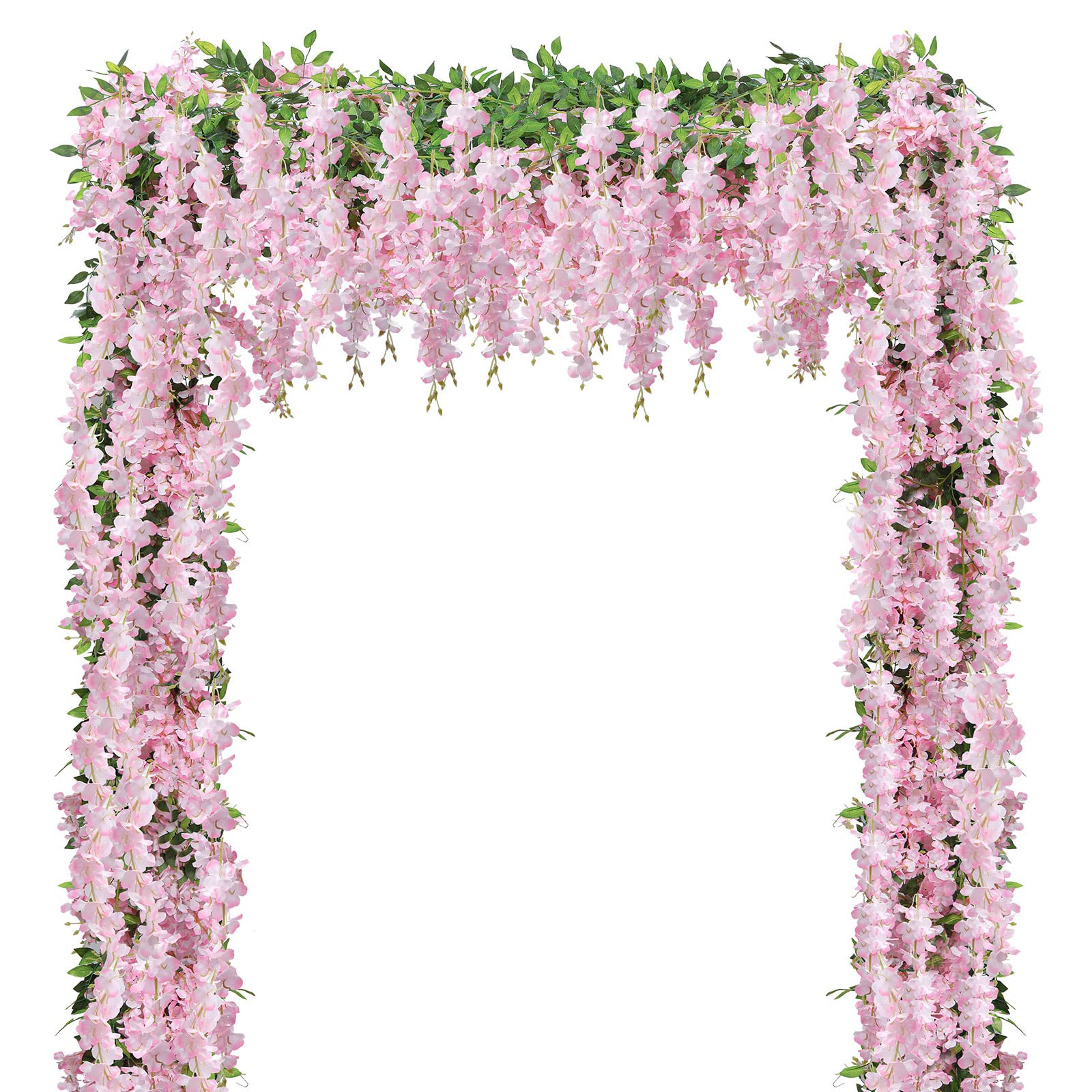 U'Artlines 5Pcs 7.2 Ft/Piece Artificial Wisteria Garland Silk Fake Pink Wisteria Flowers Hanging Greenery Vines Garlands Rattan for Home Garden Wedding Arch Party Indoor Outdoor Decor