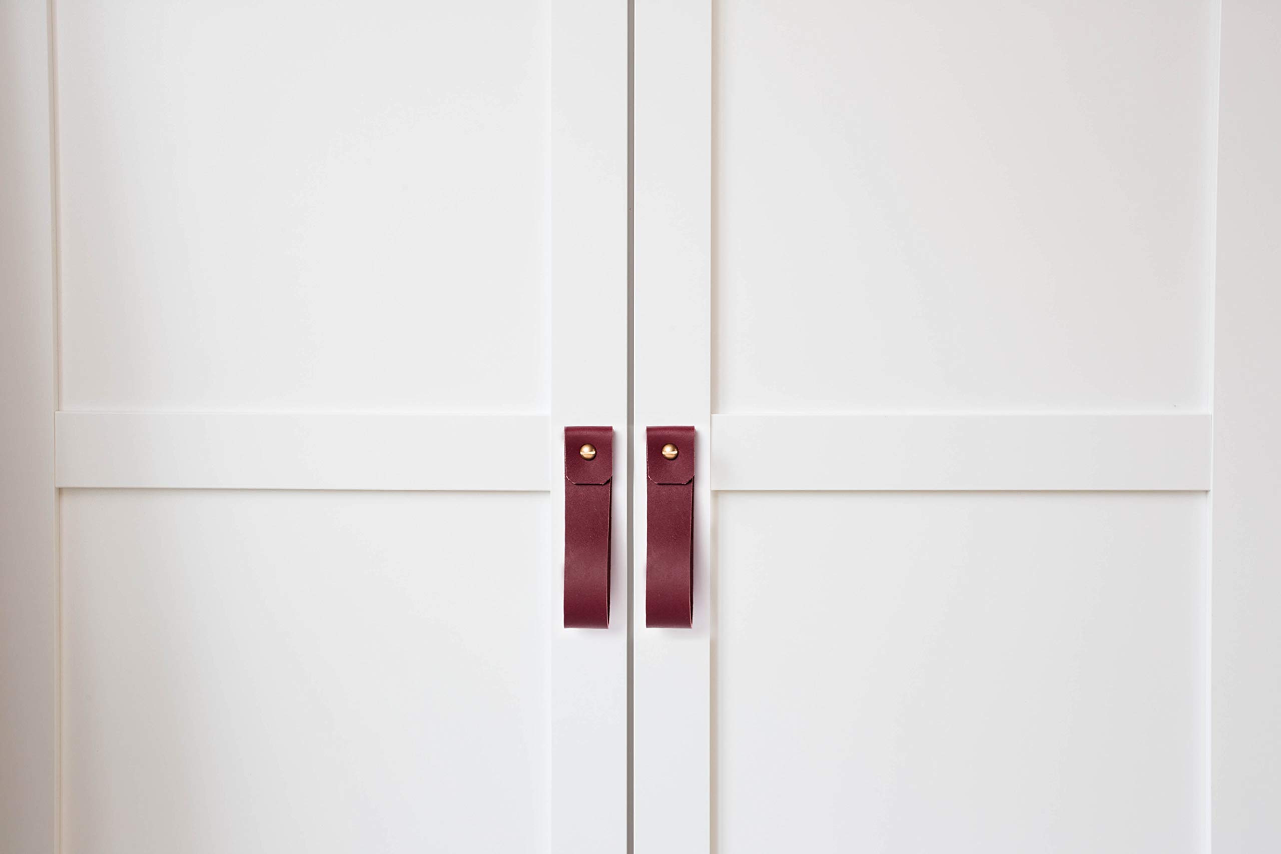 KEYAIIRA - Medium Leather and Brass Drawer Pull - Leather Closet Door Pulls for Kitchen cabinets knobs gold hardware furniture knobs and handles rustic home decor Minimal
