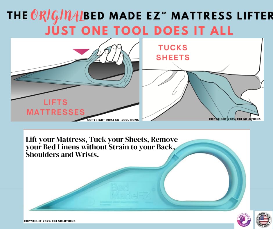 The Original Made in USA| Bed MadeEZ Bed Maker and Mattress Lifter Tool Helps Lift and Hold The Mattress- Can Tuck Sheets or Bed Skirts Alleviating Excess Strain