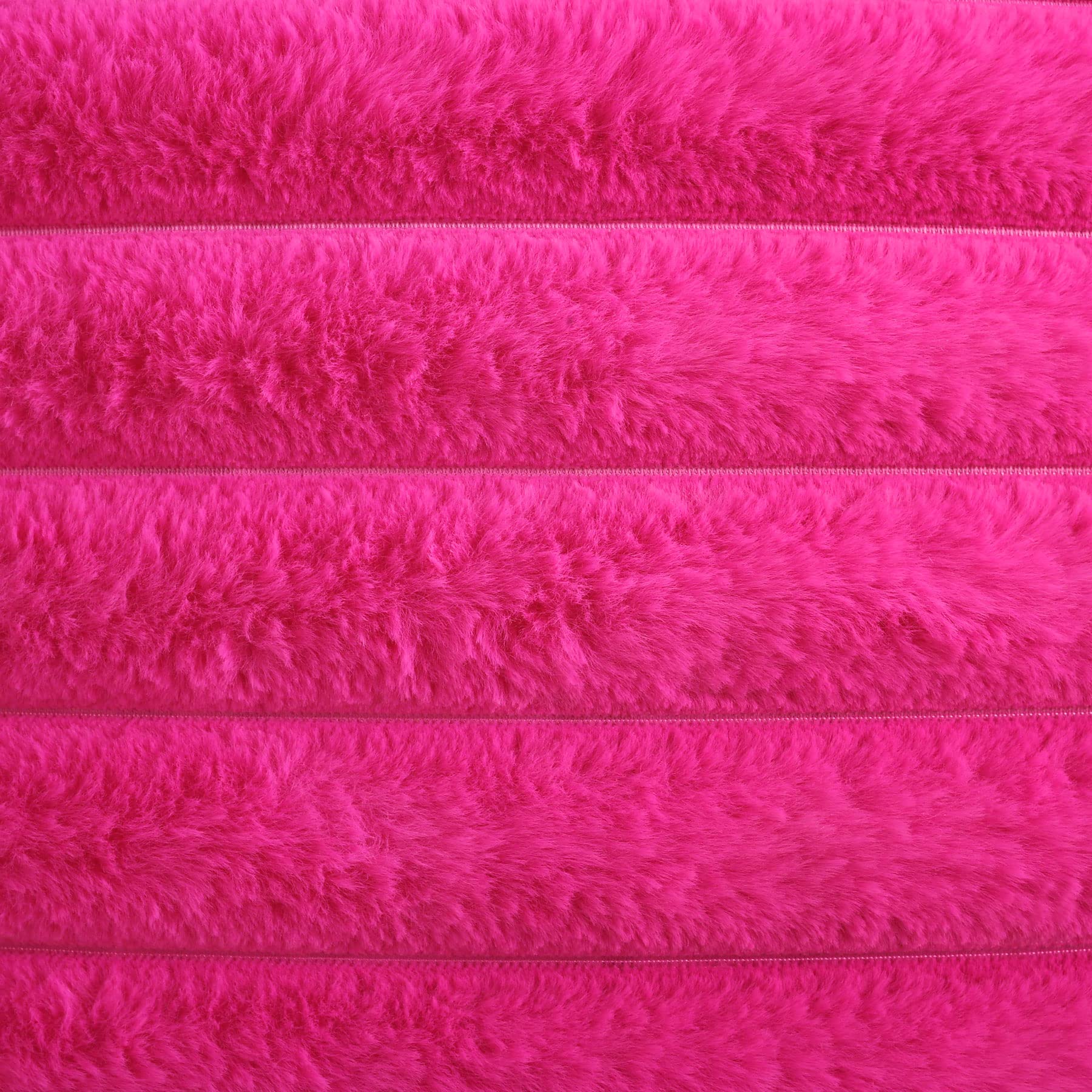 FUTEI Hot Pink Striped Decorative Throw Pillow Covers 18x18 Inch Set of 2,Square Spring Decorations Couch Pillow Case,Soft Cozy Faux Rabbit Fur & Velvet Back,Modern Home Decor for Bed
