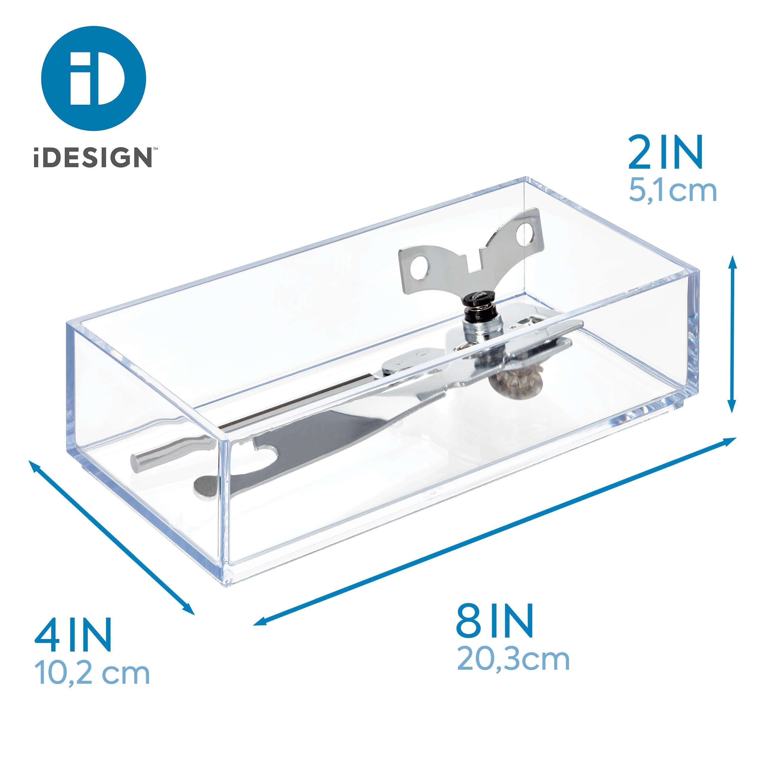 IDesign Decorative Countertop Vanity Tray Organizer for Bathroom, Bedroom, Closet, Entryway, The Clarity Collection – 4” x 8” x 2”, Clear, Small