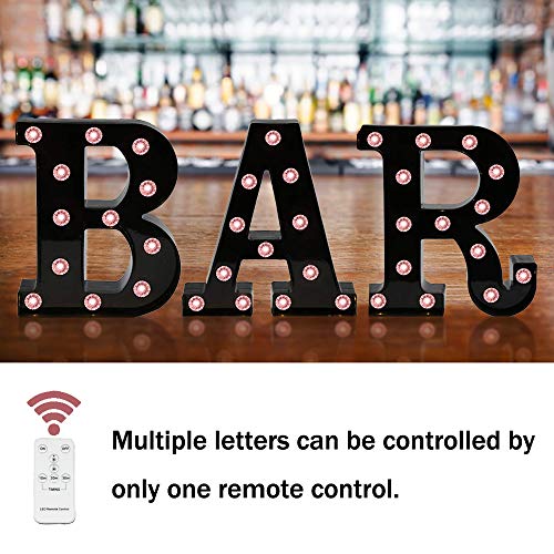 LED Black Alphabet Marquee Letters Sign Light Up Marquee Number Letter Lights Sign with Diamond Bulb for Night Light Home Bar Christmas Lamp Birthday Party Wedding Decoration L