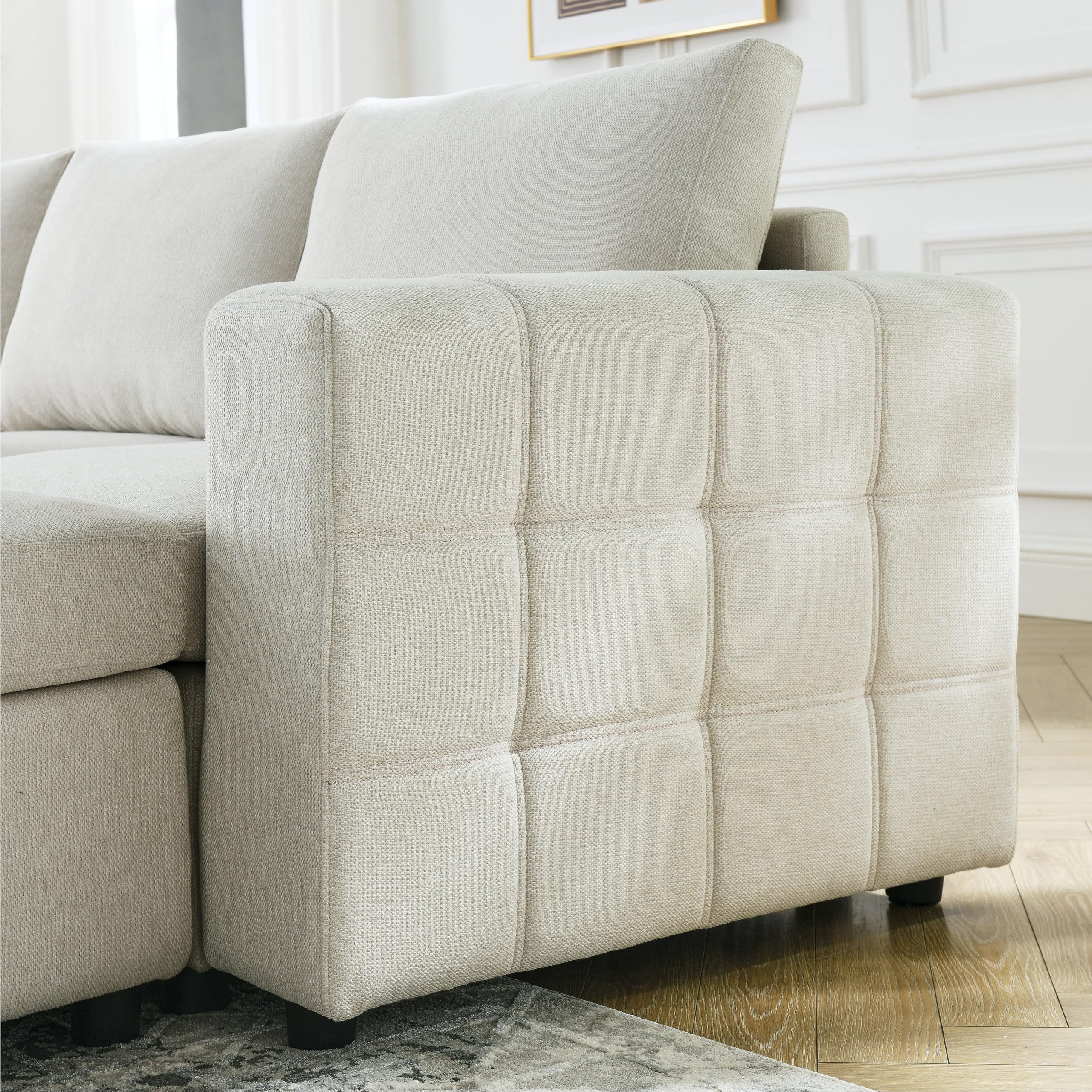 Verfur Convertible Modular Sectional Sofa, 132.25" Free Combination Oversized Couch with Removable Backrest, 4 Seater Upholstered Comfy Corner Sofa&Couches for Living Room Furniture Sets