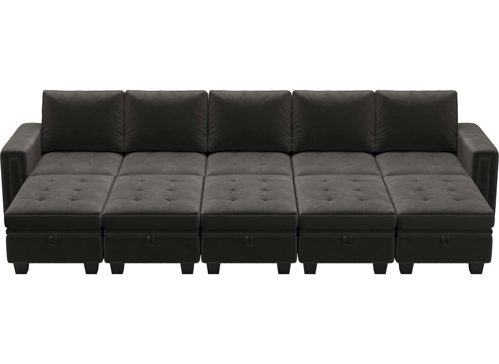 Belffin Velvet Modular Sectional Sofa Oversized 10-seat Sectional Sleeper Sofa Modular with Storage Ottoman Convertible Sectional Couch Bed with Reversible Chaise Grey