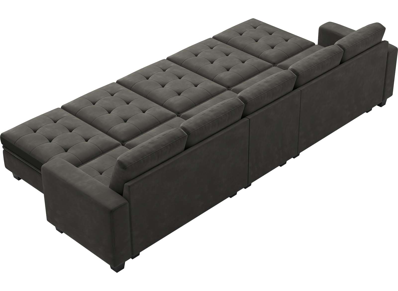Belffin Velvet Modular Sectional Sofa Oversized 10-seat Sectional Sleeper Sofa Modular with Storage Ottoman Convertible Sectional Couch Bed with Reversible Chaise Grey