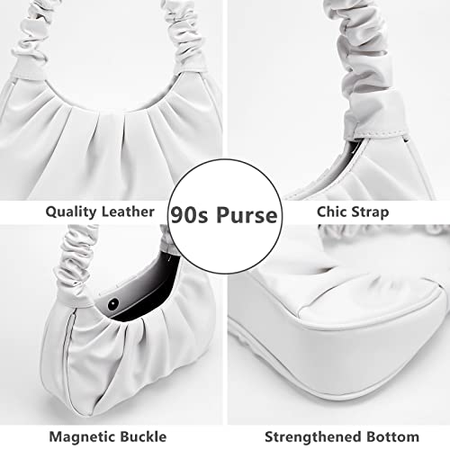 Y2K Purse Bags Chic Pouch Bag Vegan Leather Vintage Hobo Handbag Mini Shoulder Bag Underarm Bag Purse for Women