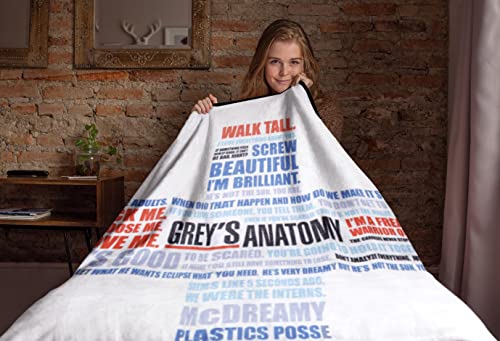 Grey's Anatomy Blanket Quote Cross Super Soft Fleece Plush Throw Blanket 46" x 60" White / One-Size
