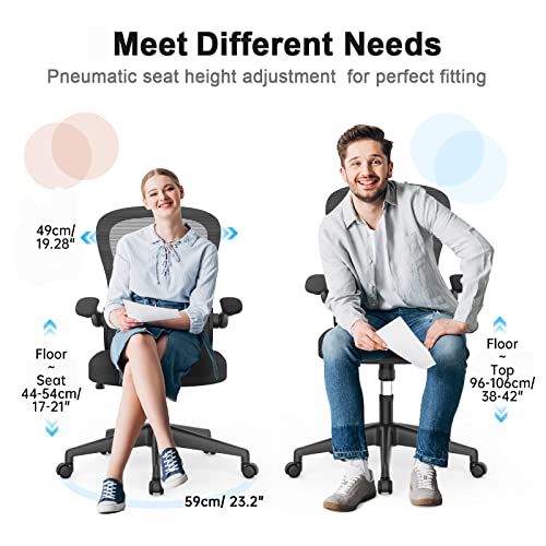 YONISEE Desk Chair - Ergonomic Office Chair Swivel Computer Chair with Flip-up Armrest, Adjustable Lumbar Support, Height Tilting Adjustment, Home Office Desk Chairs Mesh Task Rocking Executive Chair