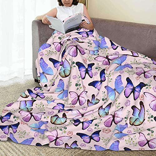 Butterfly Throw Blanket Soft Warm Flannel Fleece Bed Blanket Gift for Men Women Girls Boys Chair Couch 60"x50"