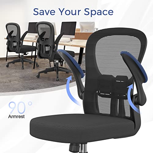 YONISEE Desk Chair - Ergonomic Office Chair Swivel Computer Chair with Flip-up Armrest, Adjustable Lumbar Support, Height Tilting Adjustment, Home Office Desk Chairs Mesh Task Rocking Executive Chair
