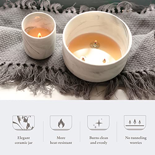Hidden Label Large Candle,3 Wicks 14.8oz Vanilla Caramel Ceramic Jar Candle,Soy Candles for Home Scented, Candle Gift for Women