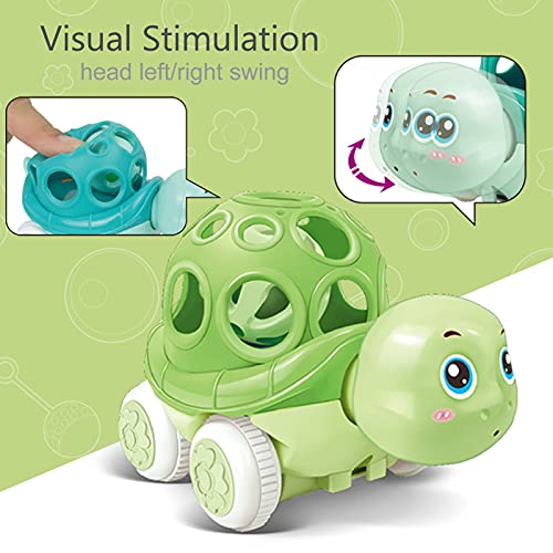 Tepear Baby Girl Rattle Roll Car Push Vehicles Soft Rubber Toy 6 12 Months Infant Boys Walker Toddler, 3pcs Fiction Power Truck Learning Gift for 1 2 3 Year Old Kid