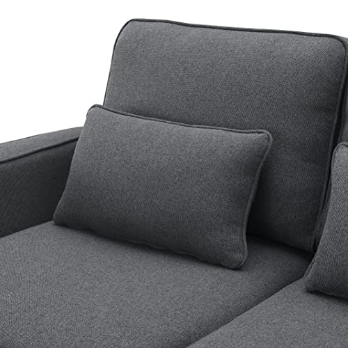 Multifunctional Modular Linen Upholstered Sectional Sofa Couch with Storage Consloe,Cupholders, USB Charging Ports and Wired & Wirelessly Charged for Home Office Apartment Living Room Furniture Sets