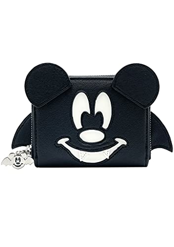 Loungefly X LASR Exclusive Disney Mickey Bat Zip Wallet - Black - Fashion Accessory Cute Wallet Halloween Bats Goth Festival Rave