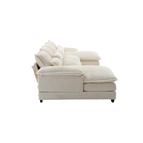 YUNLife&Home U Shaped Modular Sectional Sofa Oversized Convertible Cloud Couch,Velvet Upholstery Symmetrical Deap 6-Seat Corner Sofá with Double Chaise&Memory Foam for Living Room, Gray 110.63" w