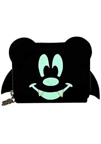 Loungefly X LASR Exclusive Disney Mickey Bat Zip Wallet - Black - Fashion Accessory Cute Wallet Halloween Bats Goth Festival Rave