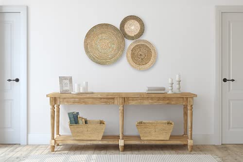 MARLIC Rectangular Seagrass Woven Storage Basket with Handles - Natural Seagrass Baskets for Organization and Storage - Medium - Trapezoid 12x8x6 IN (2)
