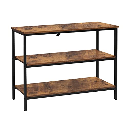 WEENFON Narrow Console Table, 39.4”Long Sofa Table, 3 Tier Entryway Table, Living Room Tables,Rustic Entrance Table for Hallway, Corridor,Kitchen, stairwell,Steel Frame, Rustic Brown