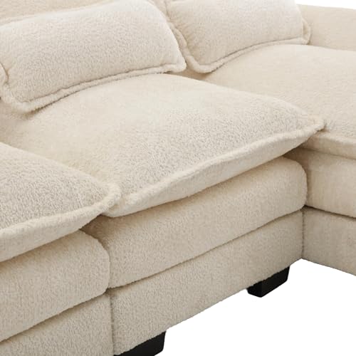 YUNLife&Home U Shaped Modular Sectional Sofa Oversized Convertible Cloud Couch,Velvet Upholstery Symmetrical Deap 6-Seat Corner Sofá with Double Chaise&Memory Foam for Living Room, Gray 110.63" w