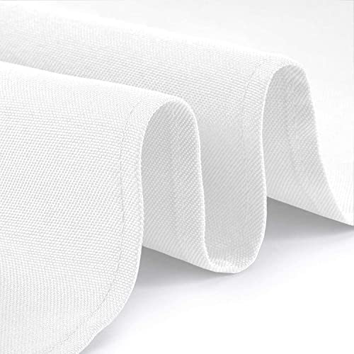 [2 Pack] White Round Tablecloths 90 Inch [Perfect Size for 30-60 Inch Tables] Premium Quality Textured Washable Polyester Fabric 90" Table Cloth White