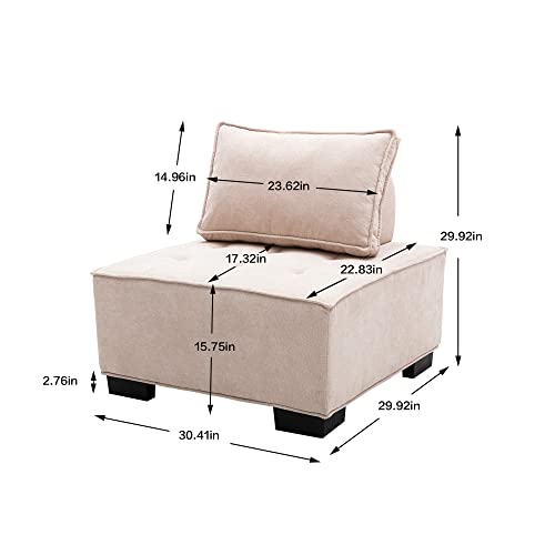 Luccalily Modular Sectional Sofa Couch,Square Floor Sofa Comfy Single Lazy Sofa Sleeper with Removable Pillow for Living Room, Bedroom and Study Room (898 Beige)