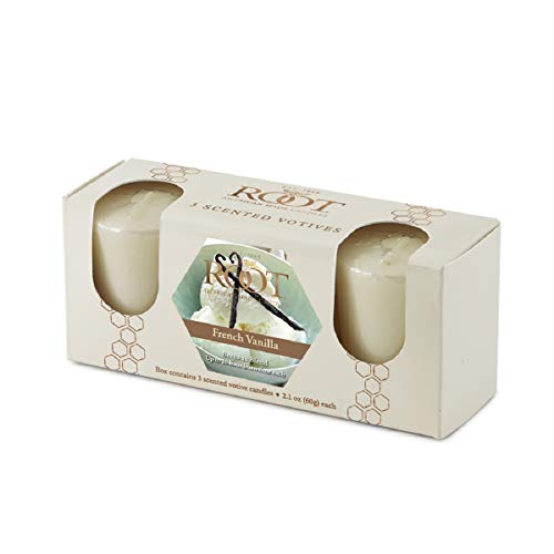 Root Candles 20-Hour Scented Beeswax Blend Votive Candles, 3-Count, French Vanilla, 3 Count